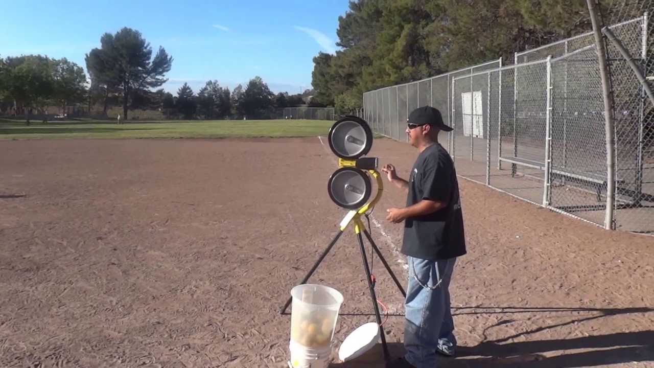 Spinball Wizard Pitching Machine for Grounder Practice - YouTube