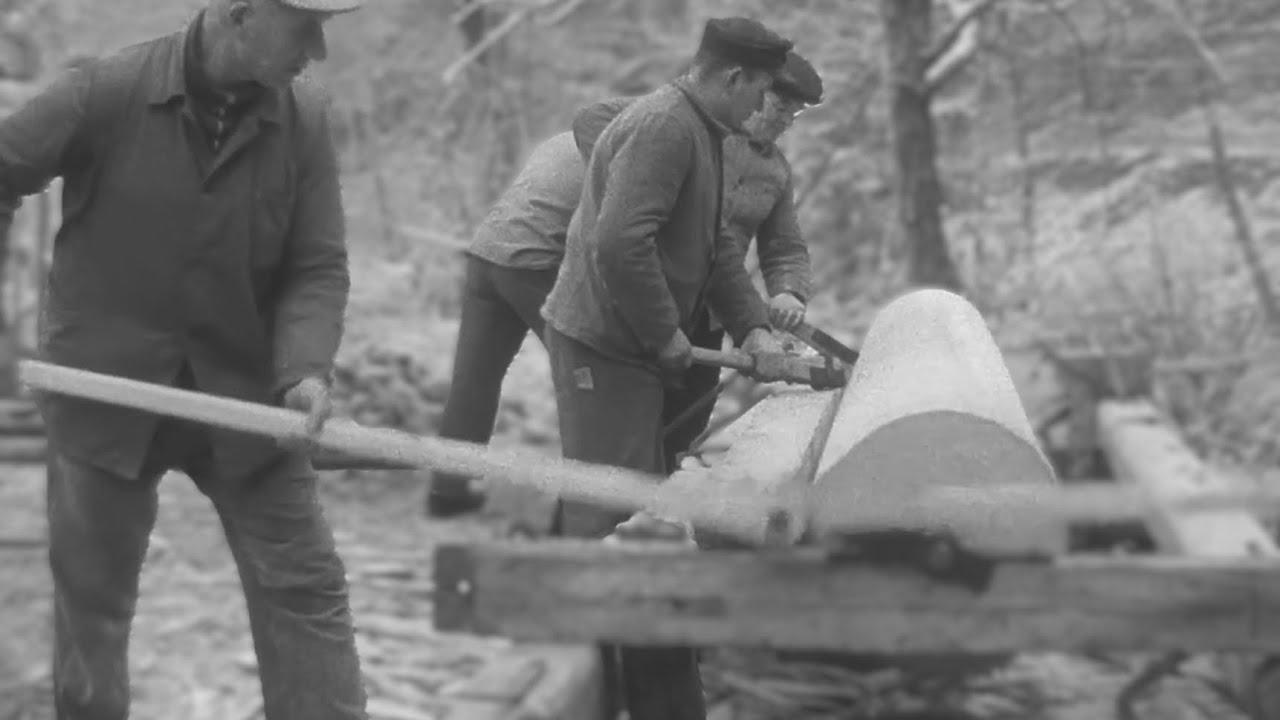 Oak Log: Hand Powered Lathe - YouTube