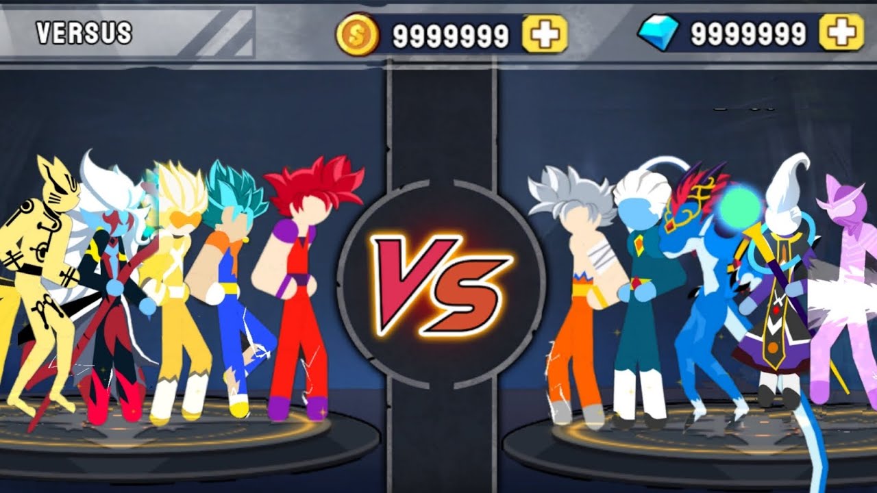 Stickman Warriors PVP | Naruto 5 Tails, Hearts, Goku SSJ God Vs Vegeta ...