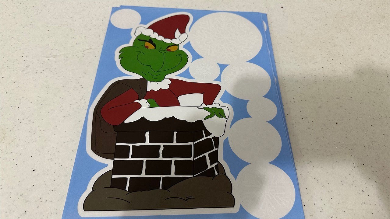 Grinch Themed Christmas Window Clings - 8 Sheets - YouTube