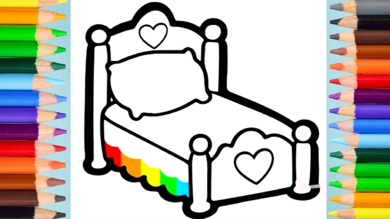 How To Draw Bedroom For kids 🛌🥱Drawing and coloring bedroom for kids ...
