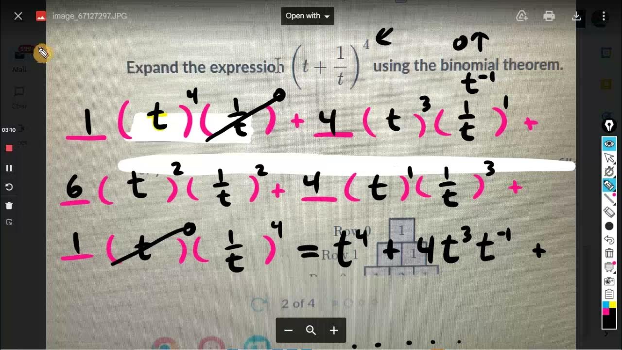 Binomial expansion theorem with a fraction (using Pascal's Triangle ...