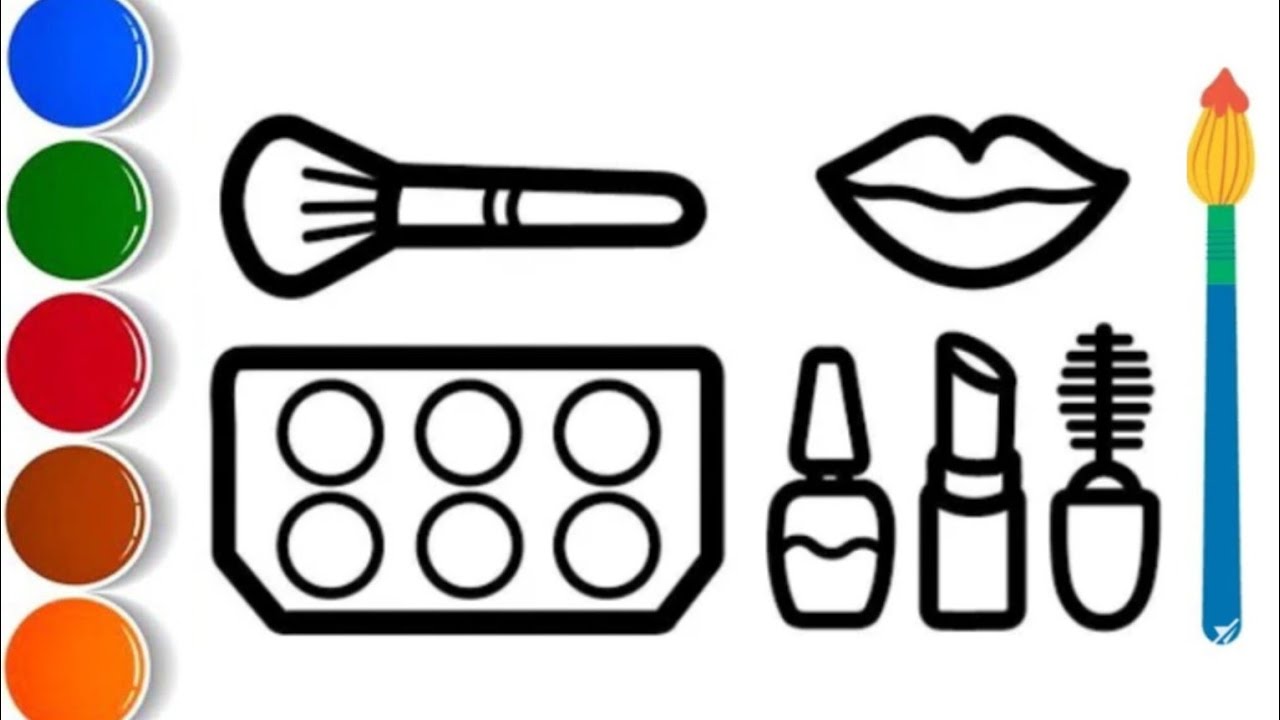 How to draw easy make up tools for kids step by step || kids drawing ...