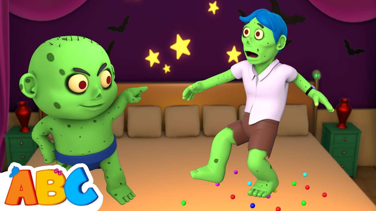 7 Green Zombies Sleeping on the Bed 🧟‍♂️💤 | Funny Halloween Song 🎃 ...