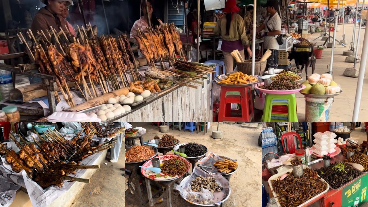 Street food review is on the way to siemreap town. Pork market near ...