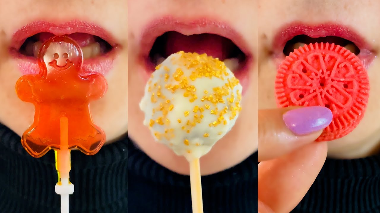 asmr MUKBANG SWEET MARSHMALLOW CAKE POPS JELLY FOOD CHOCOLATE eating ...