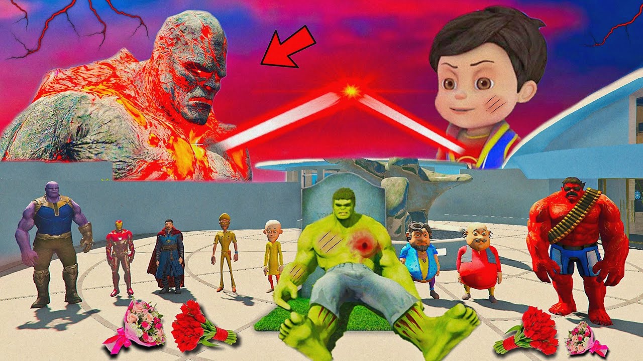 GTA 5 : Motu Patlu & Vir The Robot 🤖 Boy Lava God Vs Hulk Death In GTA ...
