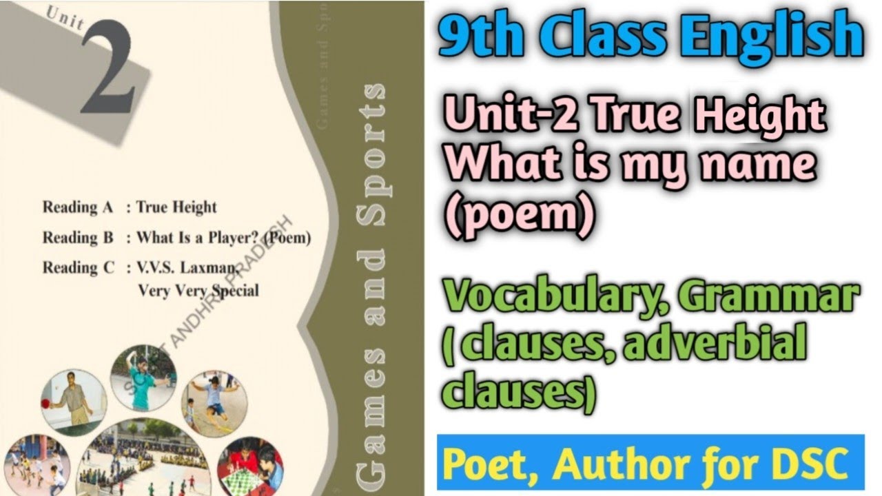 AP SCERT 9th Class English Unit-2 Games and Sports || True Height ...
