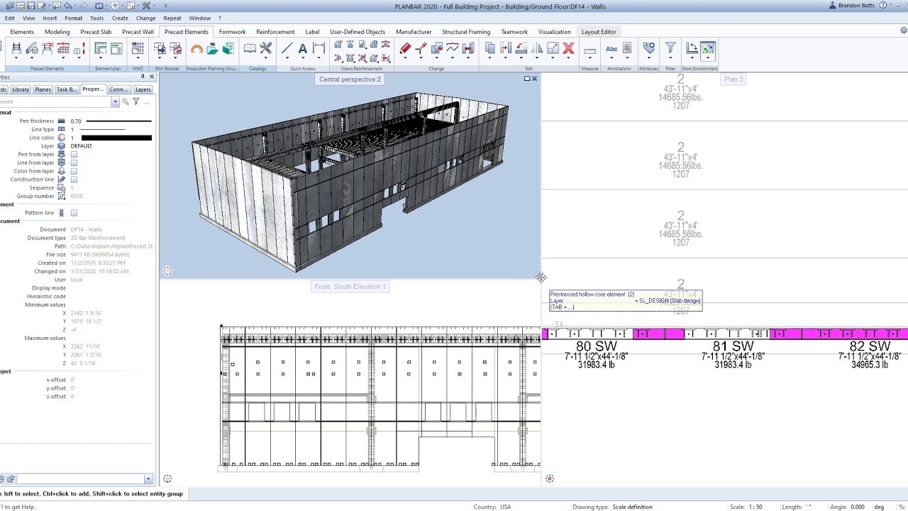 Generate automatic shop drawings and reports for precast walls - YouTube