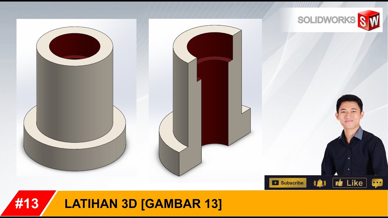 SOLIDWORKS | #13 LATIHAN DASAR 3D [GAMBAR 13] - YouTube
