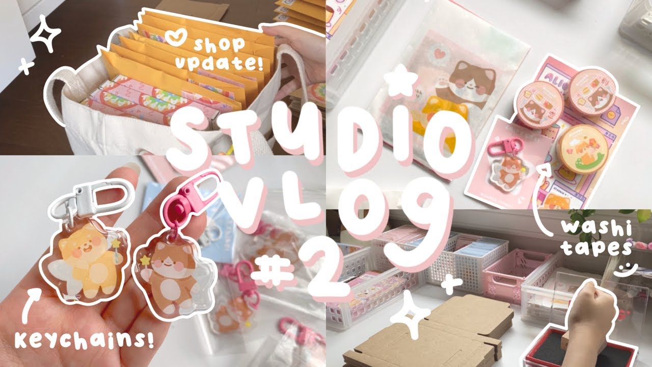 studio vlog 02 // unboxing new keychains, shop update + packing orders ...