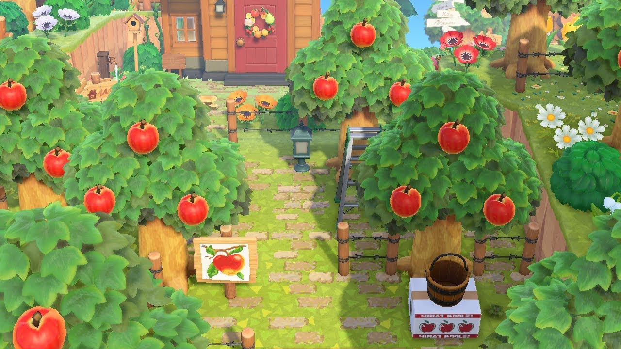 ACNH | orchard neighborhood with apples and all fruit - YouTube