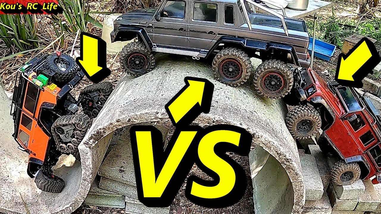 Traxxas TRX6 VS TRX4 with Track set and TRX4 Battle on a Clay pipe ...
