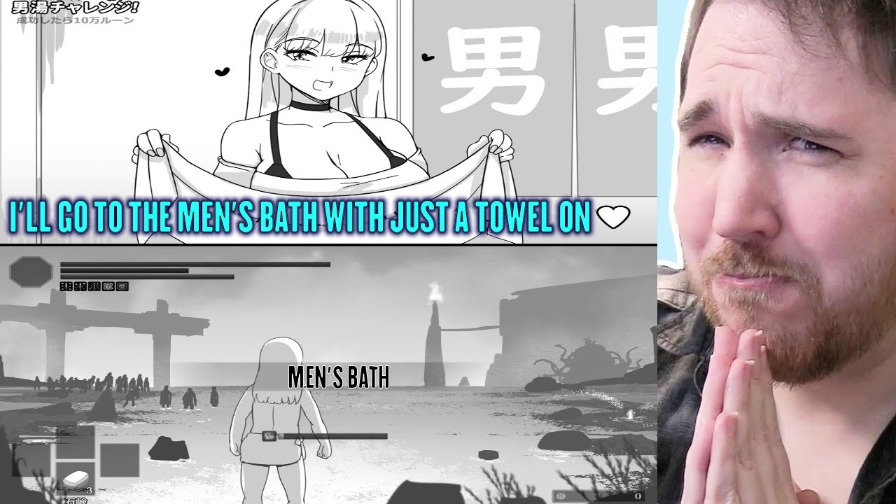 WOMAN TRYING THE ONE TOWEL CHALLENGE IN THE MEN'S BATH IS BASICALLY ELDEN RING - Video Game ...