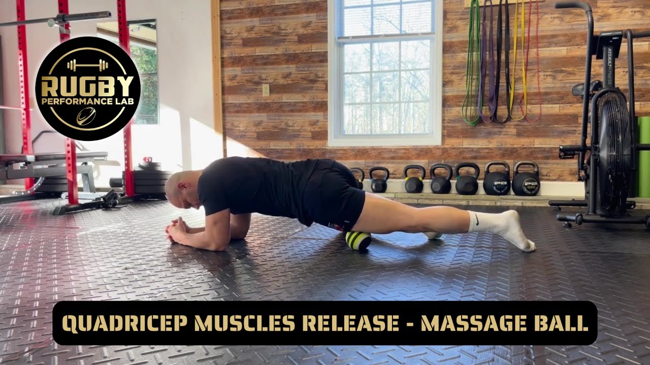 Quadricep Muscles Release with Massage Ball - Exercise Library #fitness ...