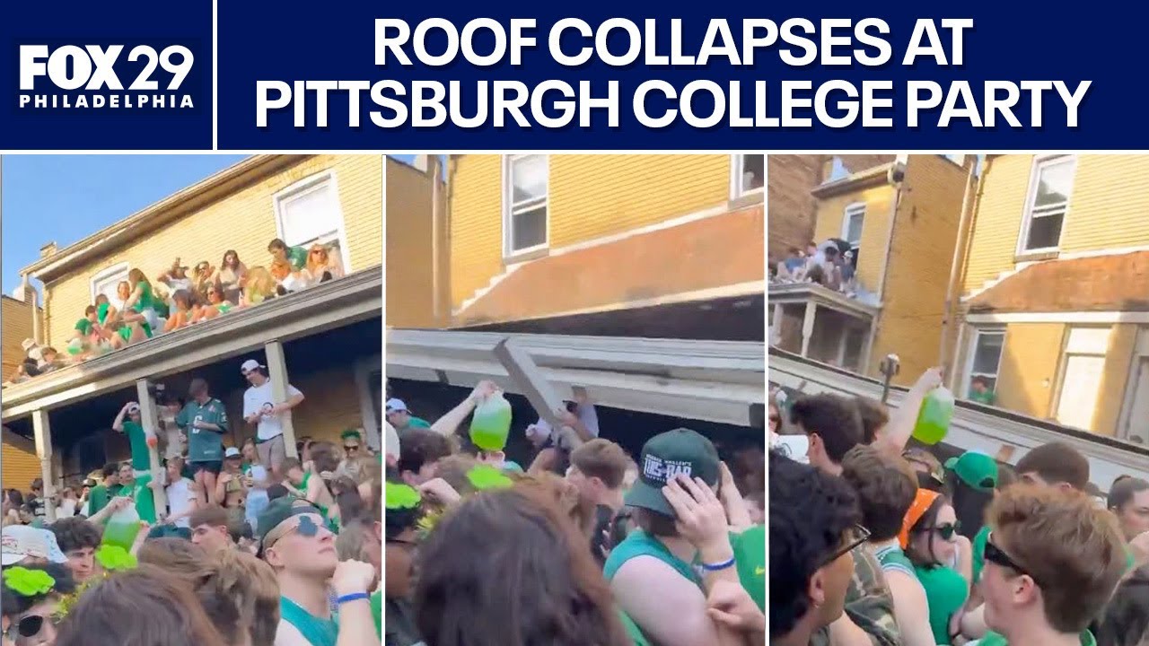 Roof collapse at University of Pittsburgh party leaves 16 hurt - YouTube