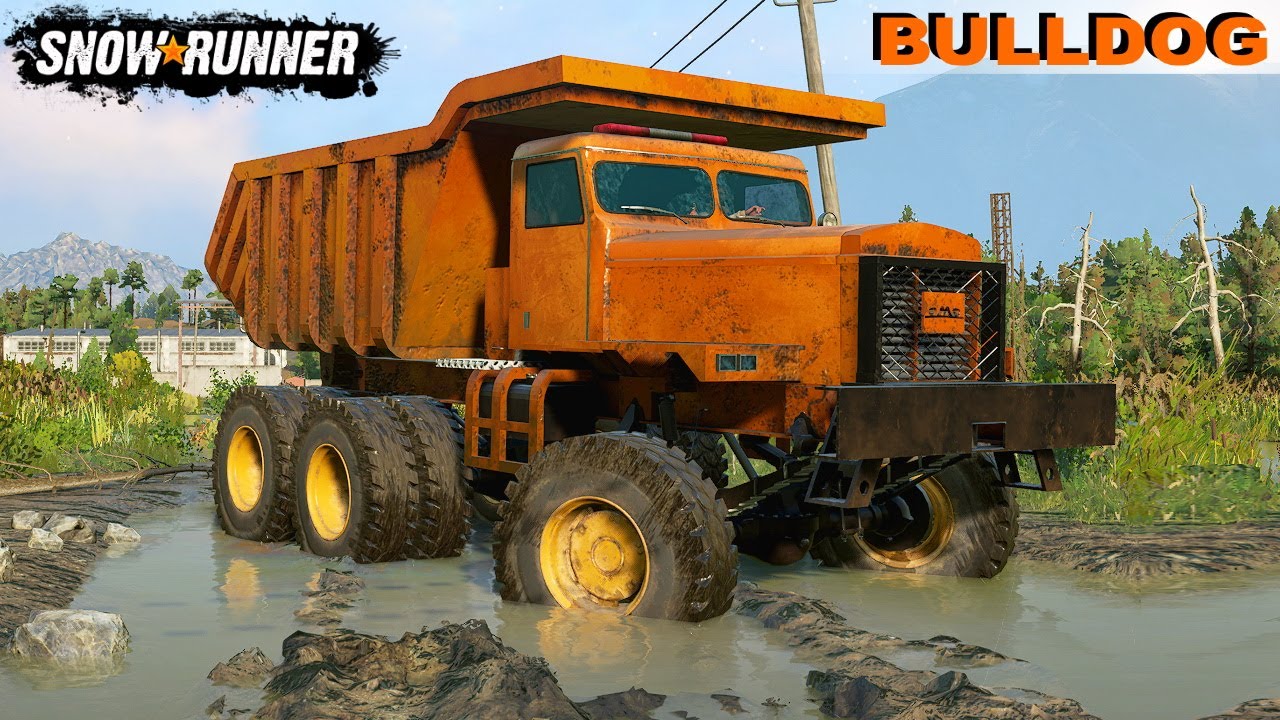 SnowRunner - C.C.M. MT-56 BULLDOG Dump Truck Driving Through Mud - YouTube