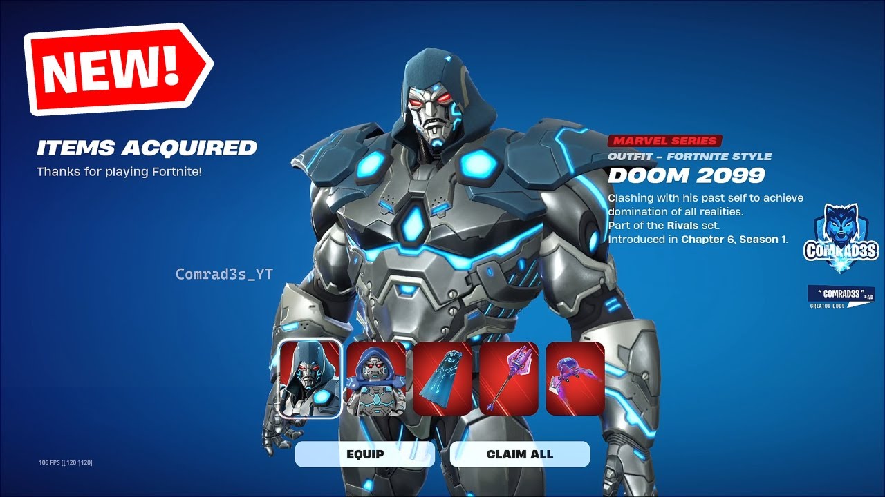 Fortnite X Marvel Rivals NEW Doom 2099 Skin, Galacta Staff Pickaxe ...