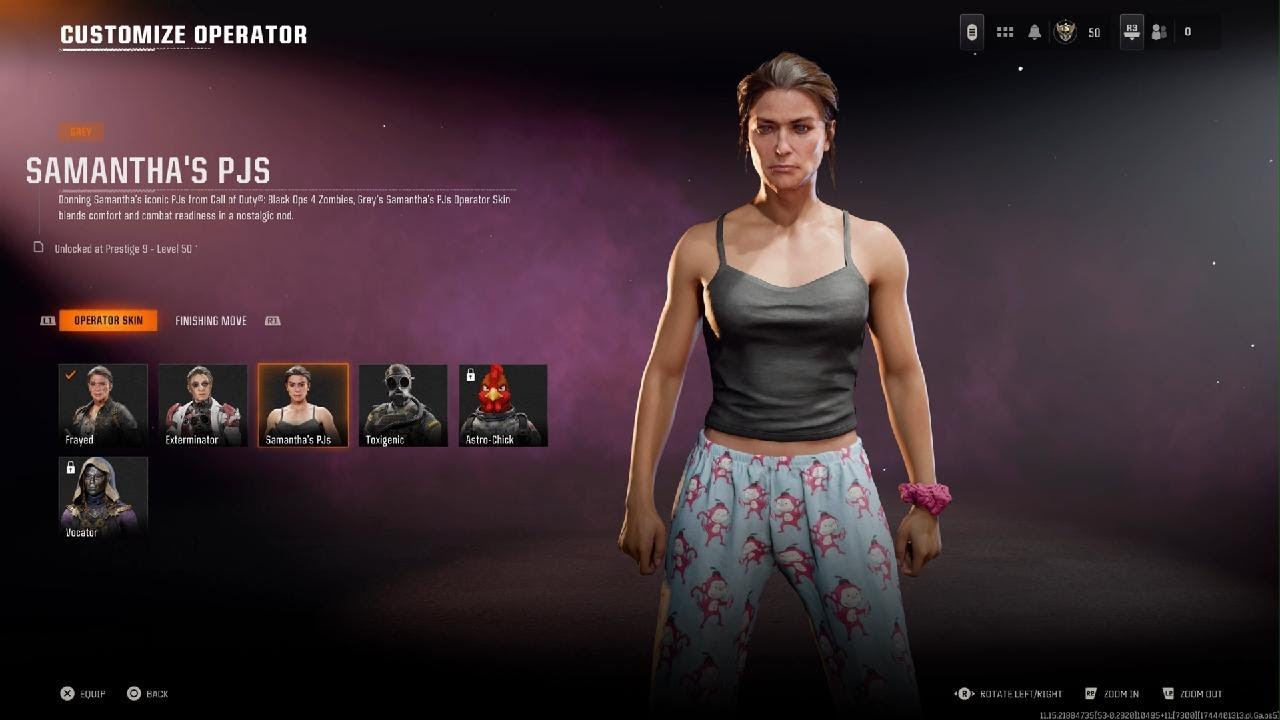 Unlocking Grey skin Samantha pjs Prestige 9 Level 50 Black Ops 6 ...