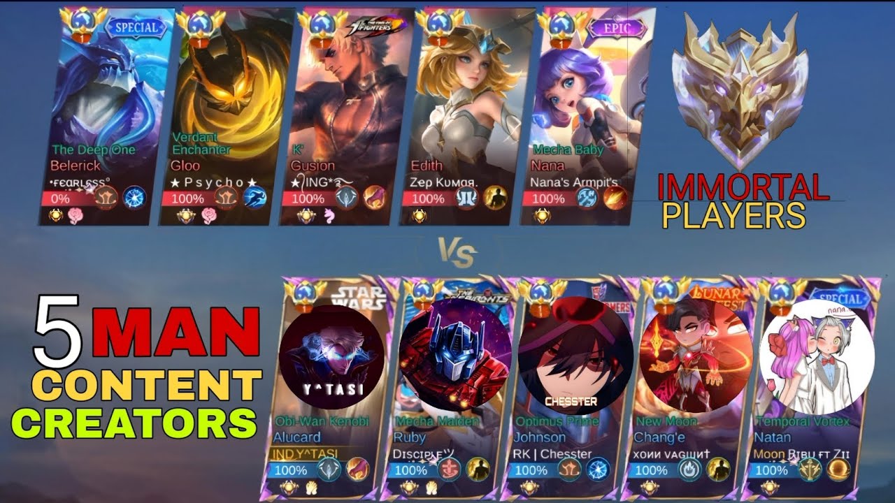 MLBB || 5 MAN CONTENT CREATORS VS IMMORTAL RANK ENEMY || WHO WILL WIN ...