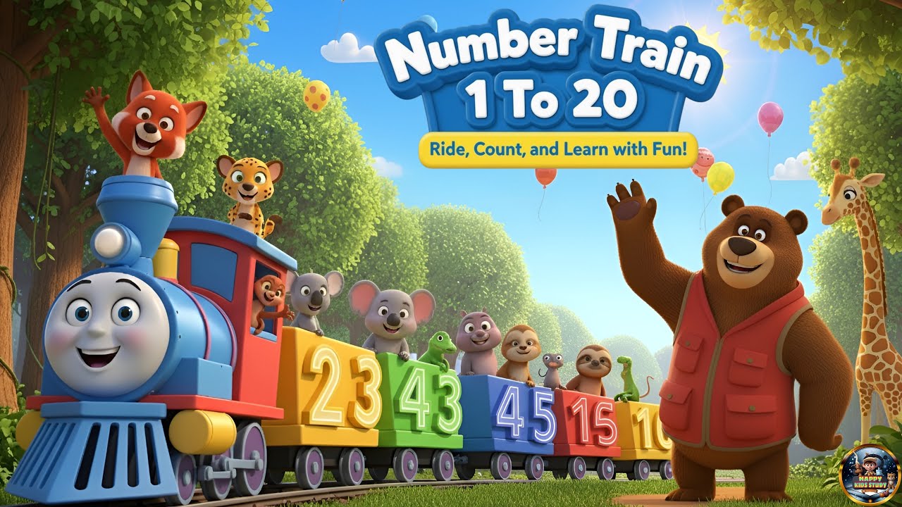 One Two Three (123) Learning for Kids | 1 to 20 Number Train Adventure ...