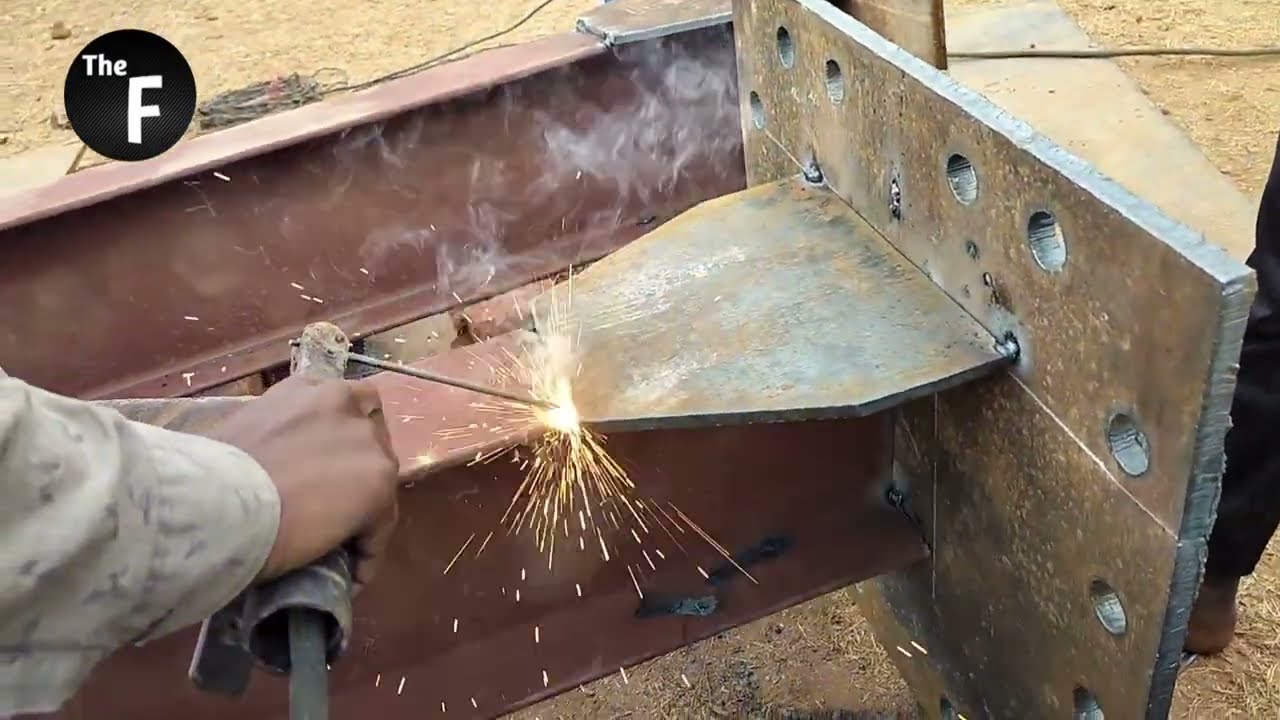 How to weld Base plate? l beam कोलम में बेस प्लेट और टॉप प्लेट लगाना ...