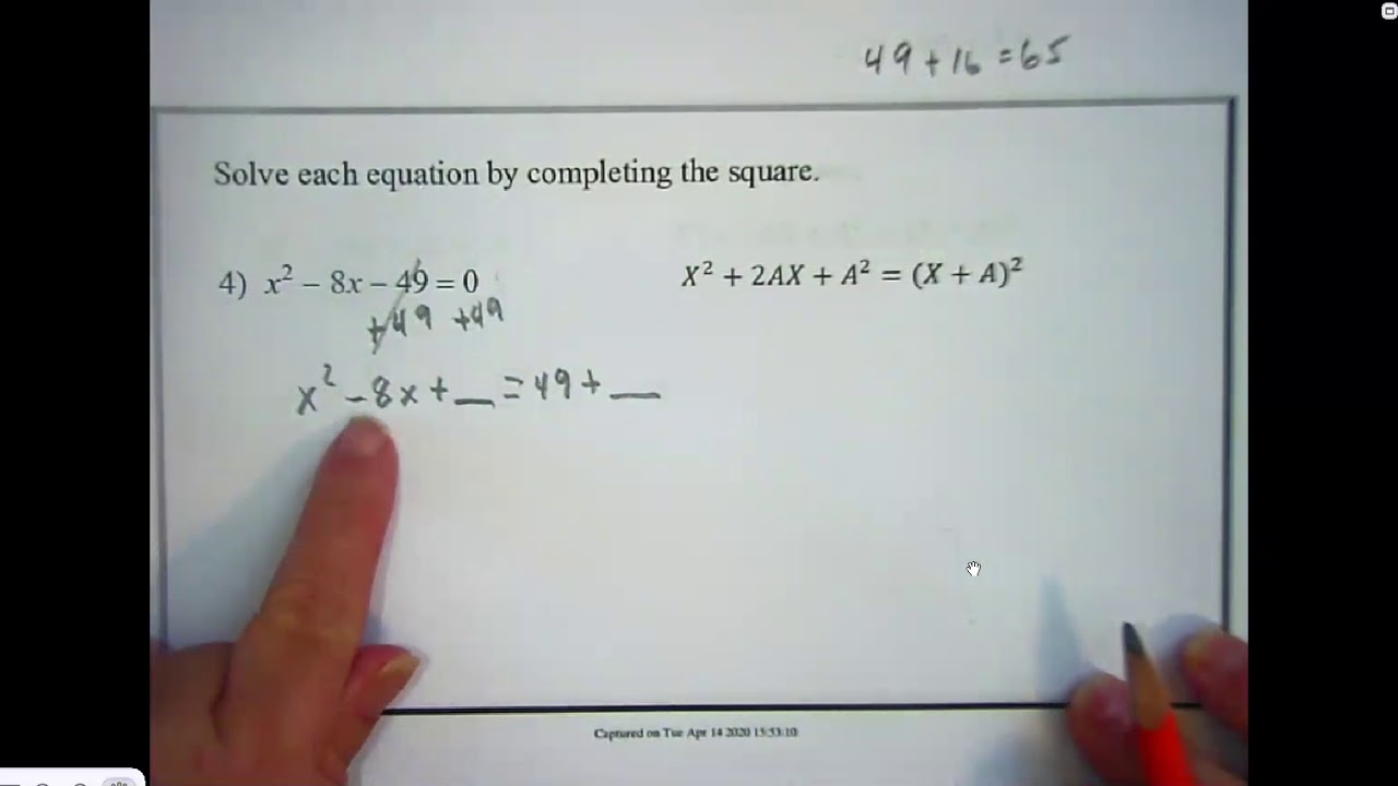 Completing the Square Procedure - YouTube