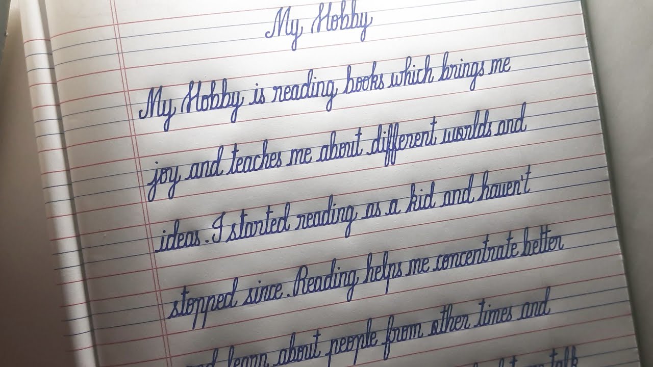 CURSIVE WRITING | Few lines on My hobby | CURSIVE HANDWRITING - YouTube