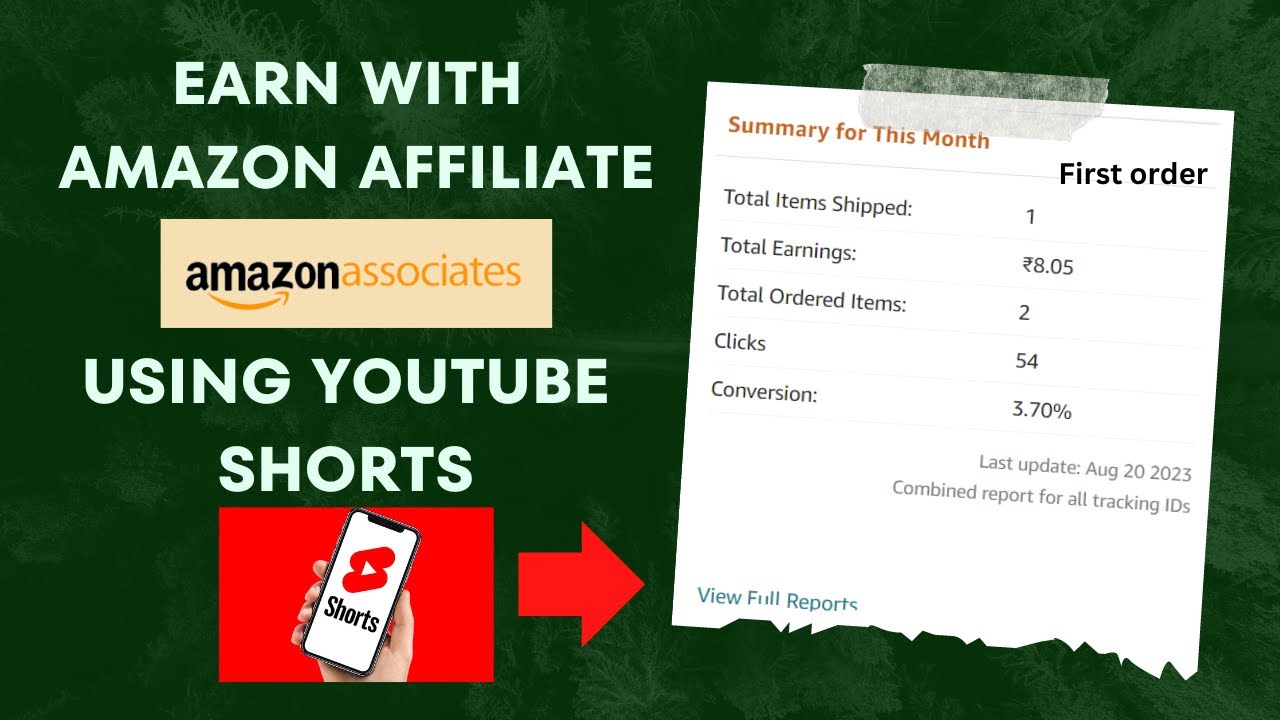First earning on Amazon affiliate with youtube shorts - YouTube