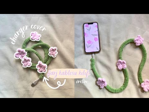 Çiçekli şarj kablosu kılıfı nasıl örülür?🌸