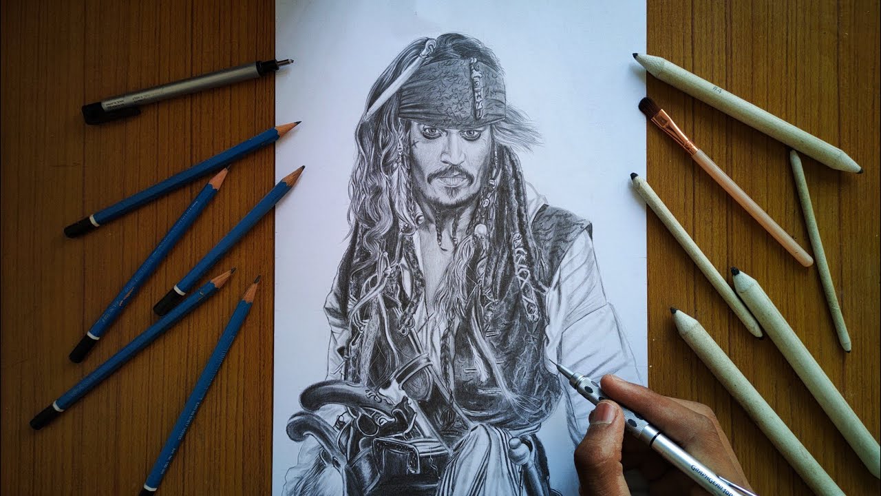 Drawing Captain Jack Sparrow | Speed Drawing - YouTube