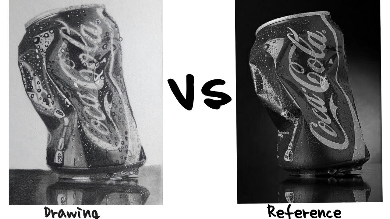#realisticdrawing #realism Realistic drawing of crushed coca - cola can ...