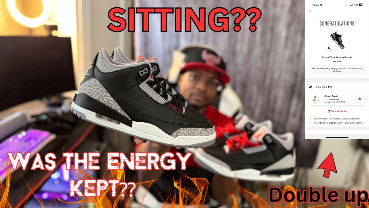"Jordan 3 Black Cement Recap 🔥 Secured the Double Up!" - YouTube