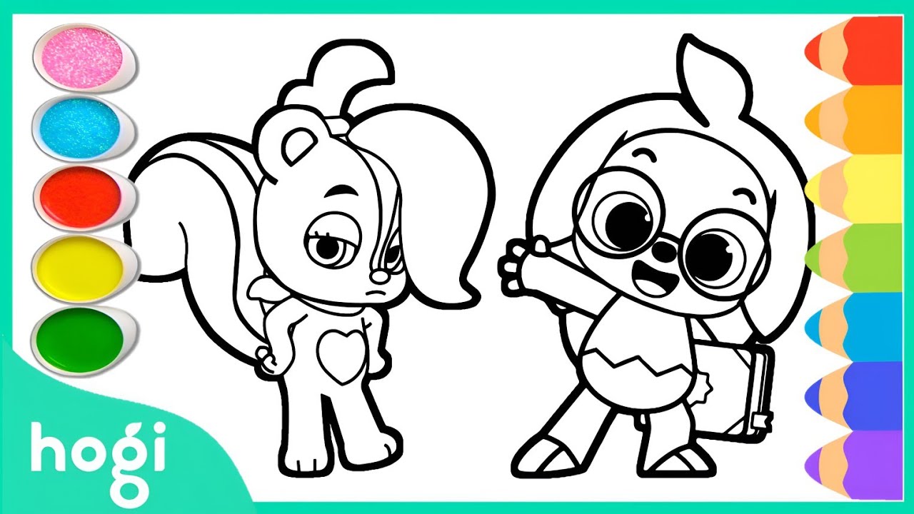 Coloring Hogi! Pinkfong & Nina Coloring Pages | Pinkfong Wonderstar ...