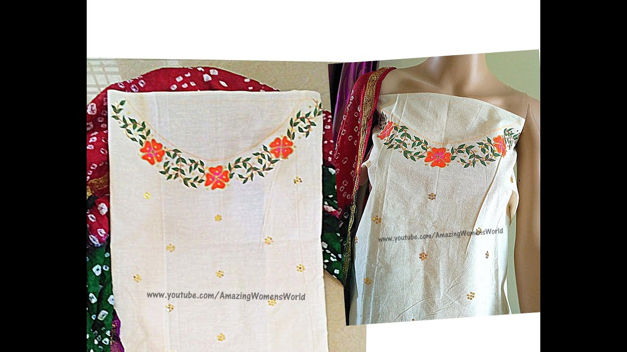 Designing on Churidar/Dress material -Simple & Easy method- sequence ...