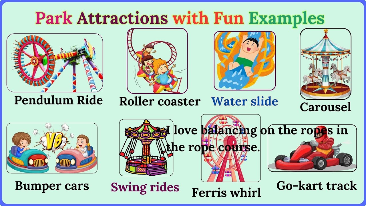 Lesson 164: Learn English with 32 Fun Park Attractions + Examples ...