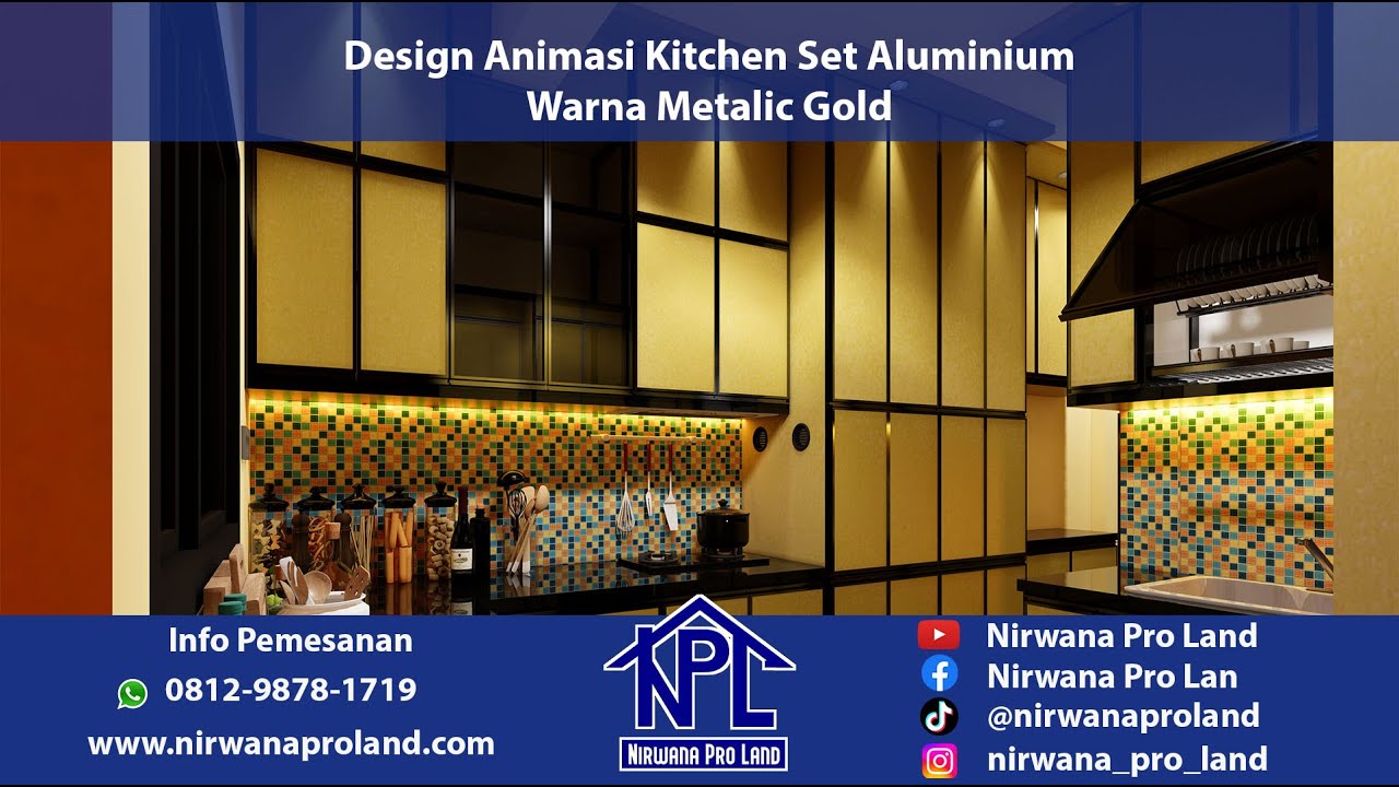 Design Animasi Kitchen Set Aluminium sebelum produksi warna metalic ...