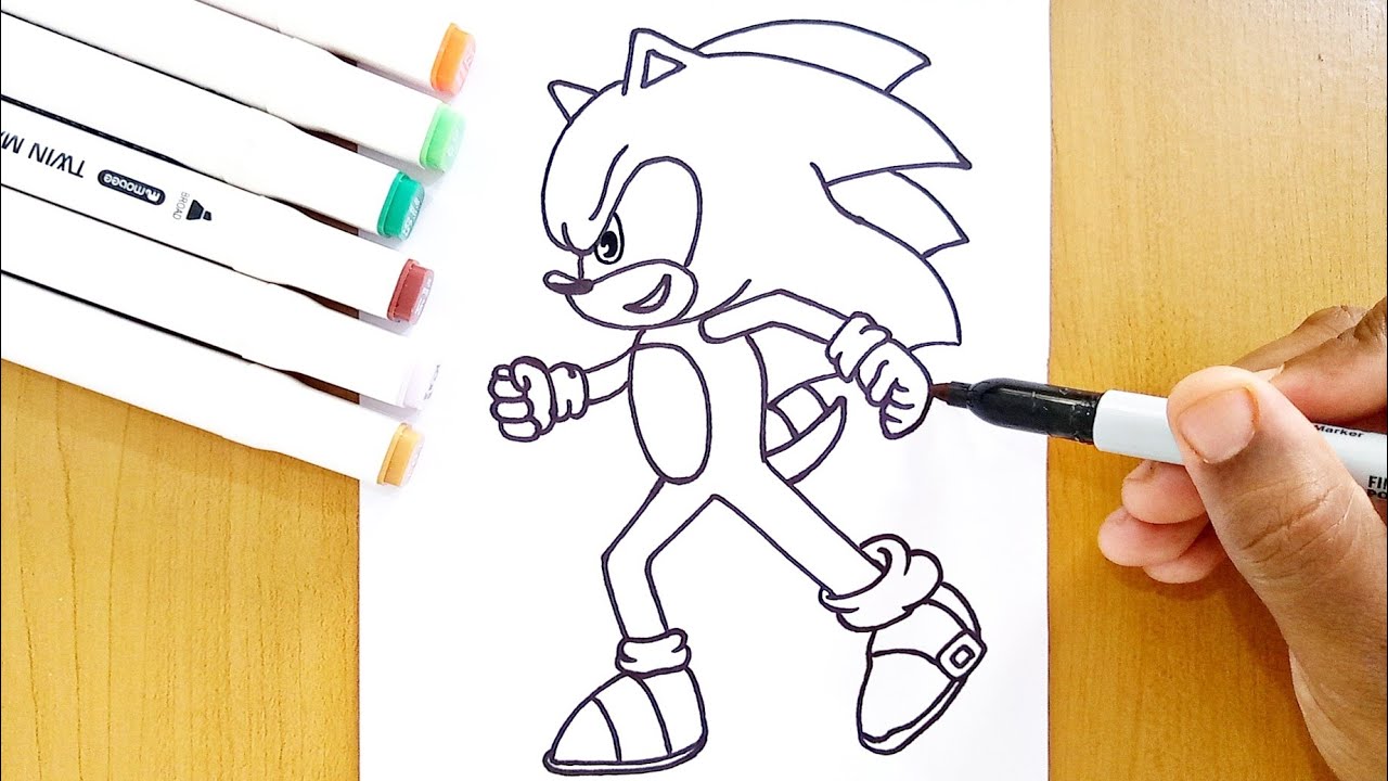 How to draw Sonic the hedgehog step by step || Drawing Sonic the ...