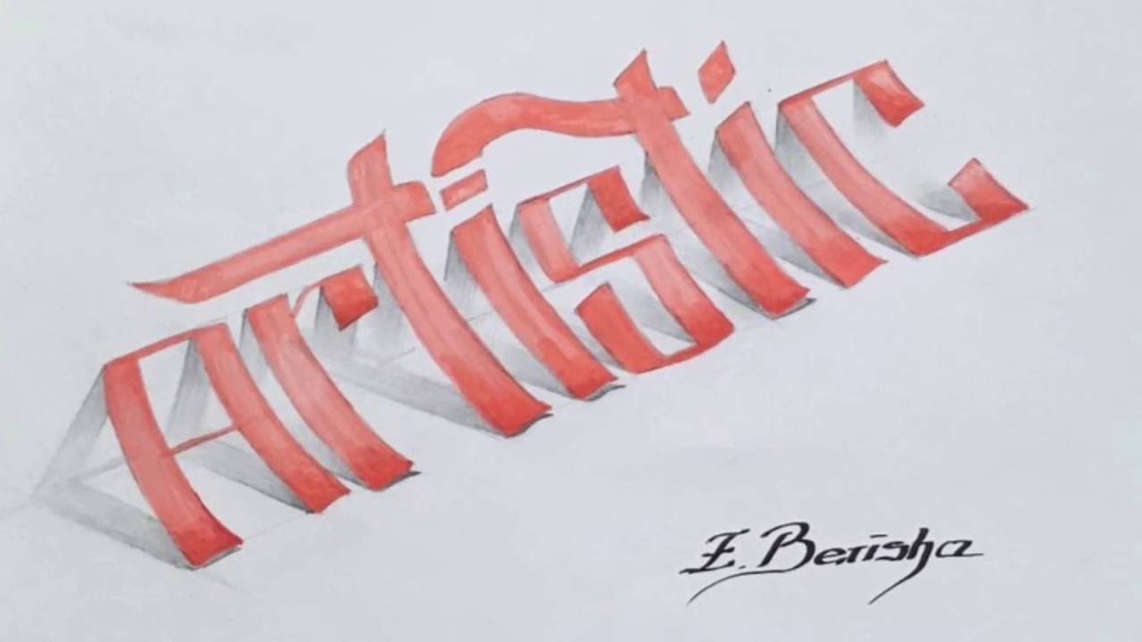 3D text drawing - YouTube