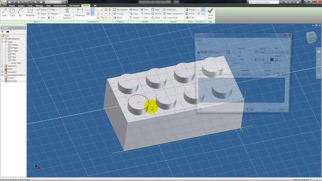 Autodesk Inventor Tutorial 22: Part Modelling Example - 2x4 Lego Block ...