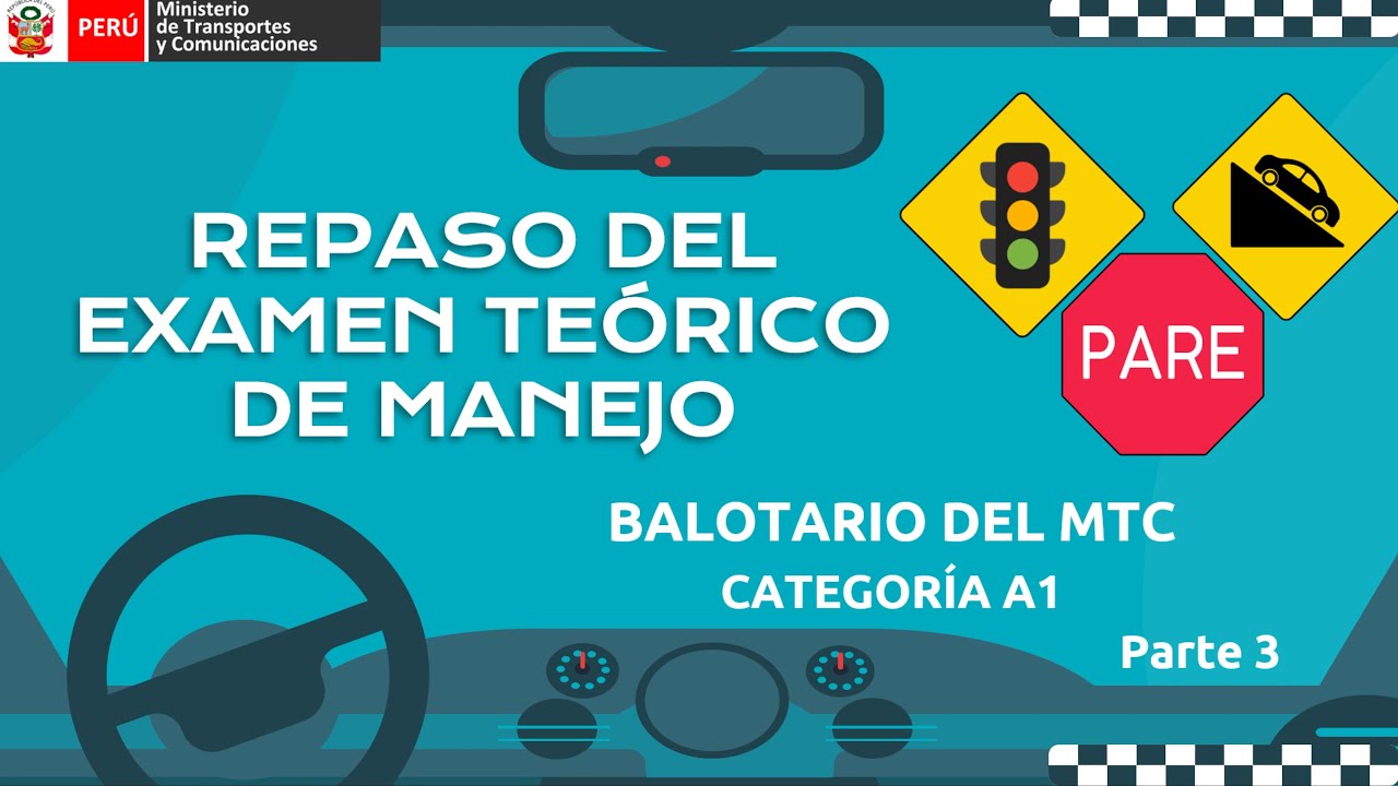 Simulacro del examen teórico de manejo MTC - Parte 3 - YouTube