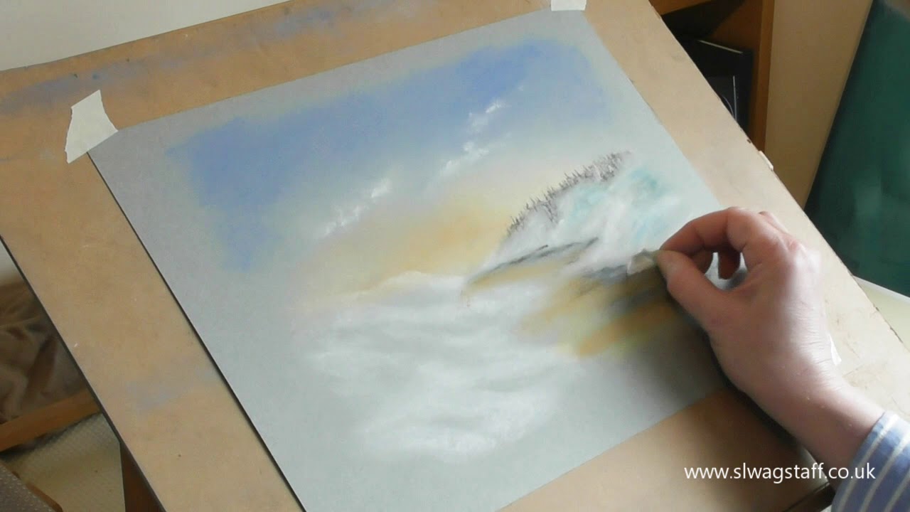 A simple snow scene in pastel - YouTube