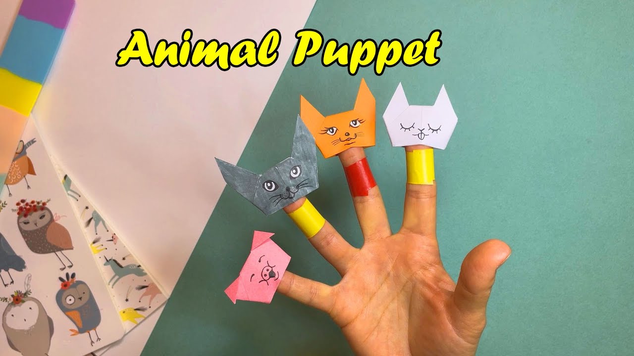 Origami Cat Fox Pig Rabbit Puppet - How to Make an Animal Puppet - YouTube