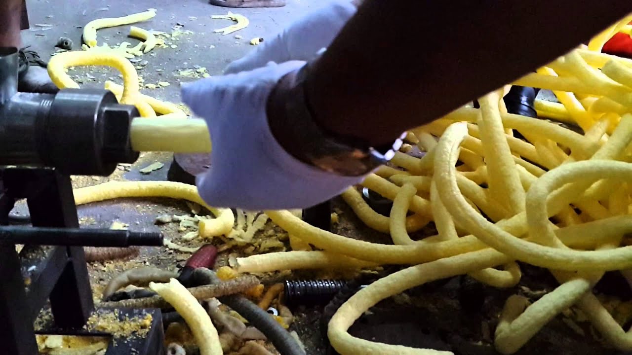 Corn/rice puffed snack food A001 video for long hollow stick - YouTube