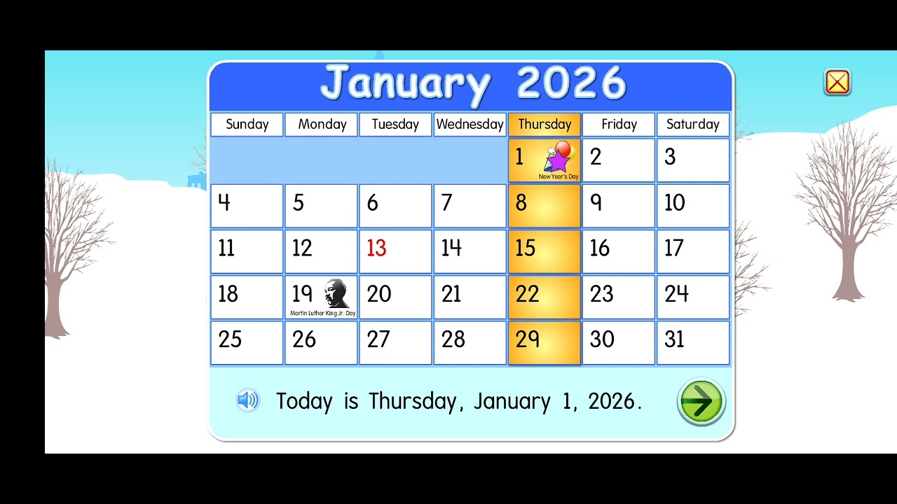 Starfall calendar Jan 1 2026 - YouTube