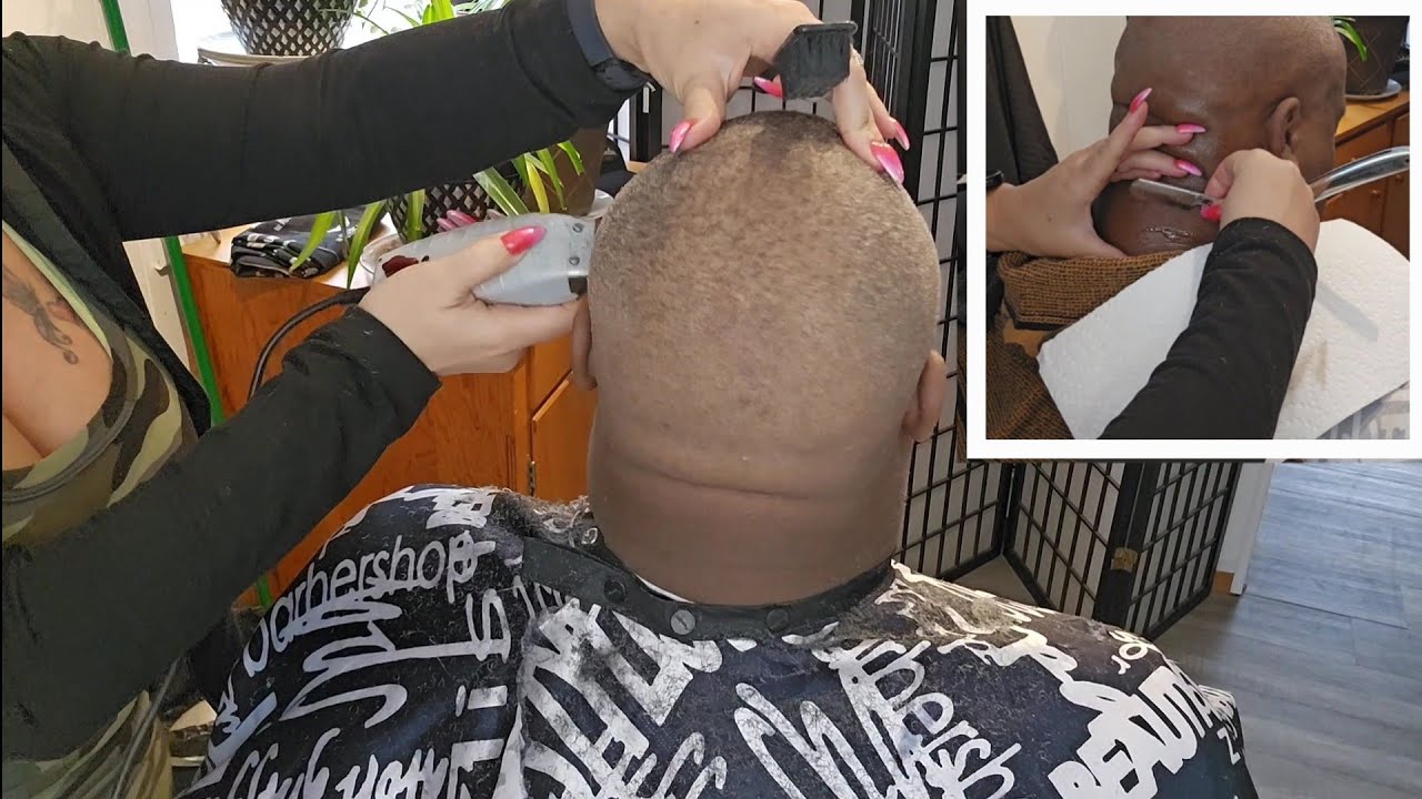 Bald Straight Razor Fade for Antwan - YouTube