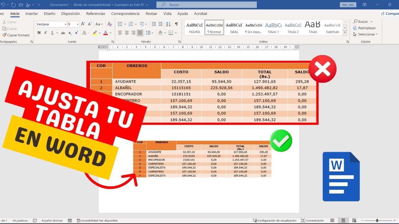 como ajustar una tabla en word al tamaño de la hoja - YouTube