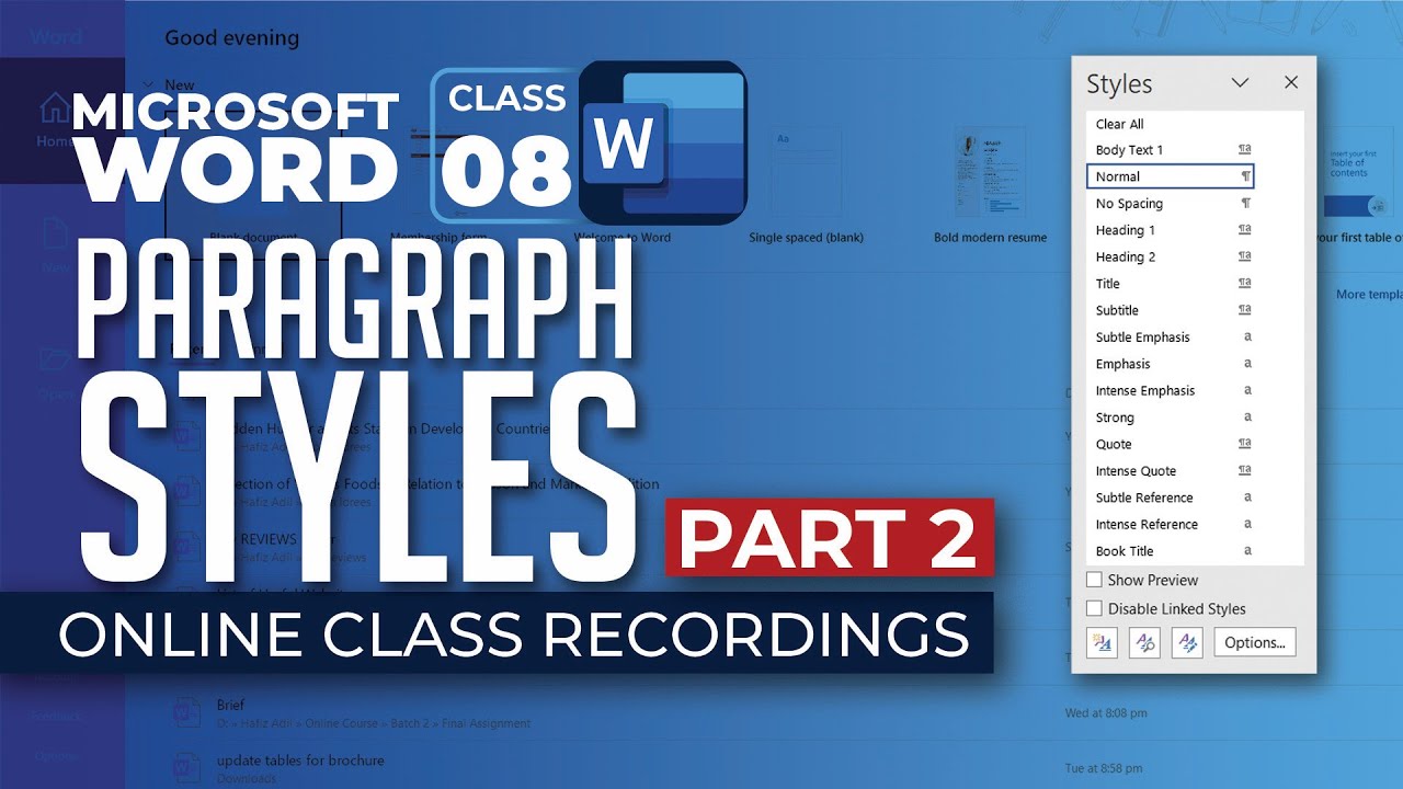 Microsoft Word Class 08 | Built in Styles in Word | Beginner to Advance ...