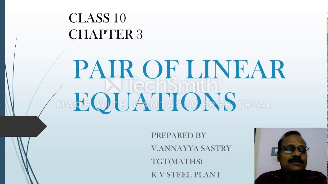Class X CBSE Pair Of Linear Equations chapter 3 - YouTube