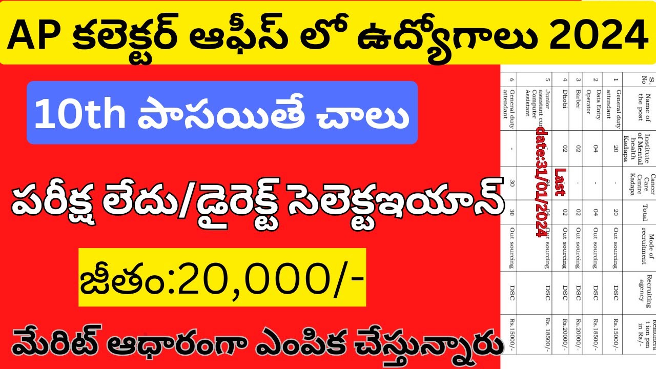 Recruitment in AP Collector Office | Ap Govt Jobs 2024 | Ap Latest Govt ...